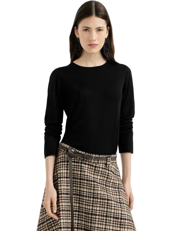 Brunello Cucinelli Cashmere And Silk Lightweight Sweater - Black