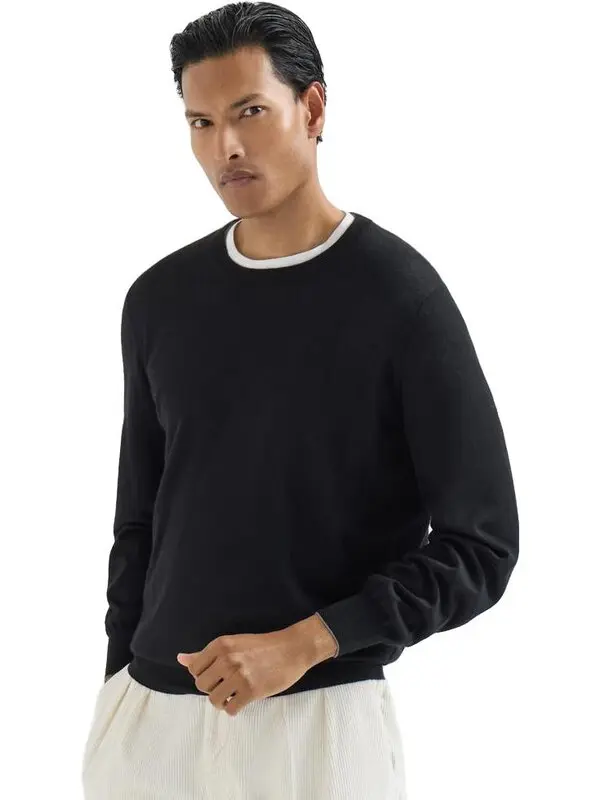 Brunello Cucinelli Cashmere And Silk Lightweight Crewneck Sweater - Black