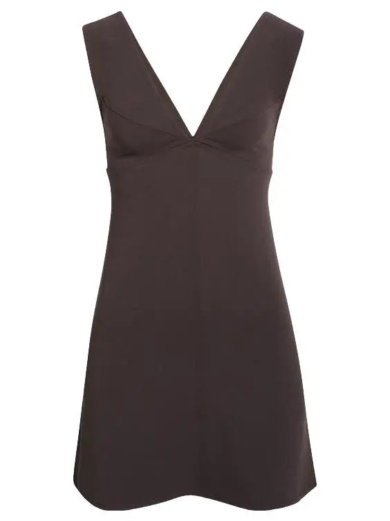 REFORMATION Anara Plunge Neck Mini Dress - Mole