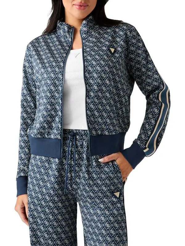 Guess 4g Jacquard Full Zip Track Jacket - Blue Multi
