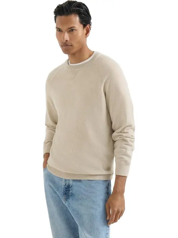 Brunello Cucinelli Cashmere Crew Neck Sweater - Sand