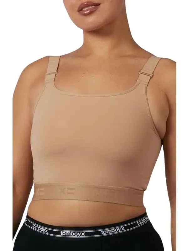 TOMBOYX Compression Plus Crop Top With Adjustable Straps - Chai
