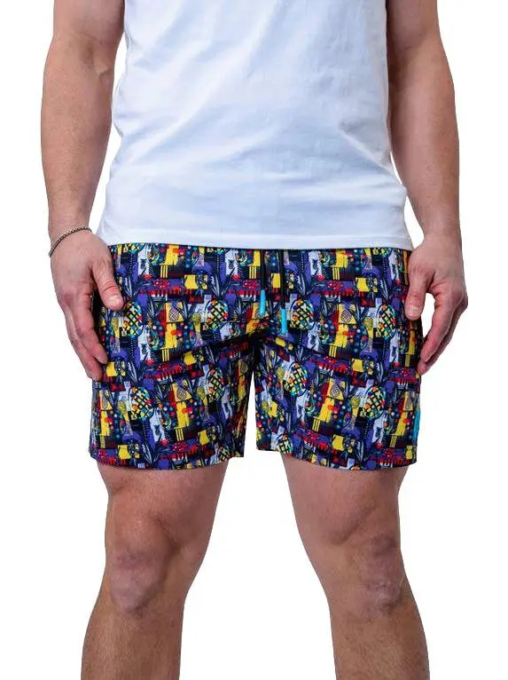 MACEOO Printed Swim Trunks With Elasticated Drawstring Waist - Multi