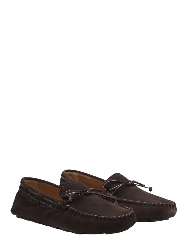 BOSS Roxanne Driving Loafers With Bow Detailing - Dark Brown