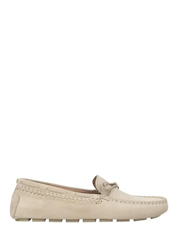 BOSS Roxanne Driving Loafers With Bow Detailing - Light Beige