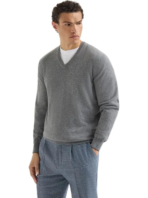 Brunello Cucinelli V-neck Cashmere Sweater - Dark Grey