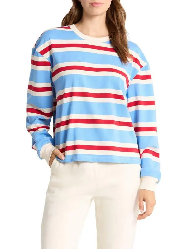 Year Of Ours Long Sleeve Jersey Stripe Tee - Blueredwhite