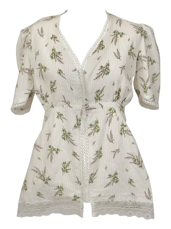 MUDA CLOTHING FZ LLC Iris Floral Puff Sleeve Top - White