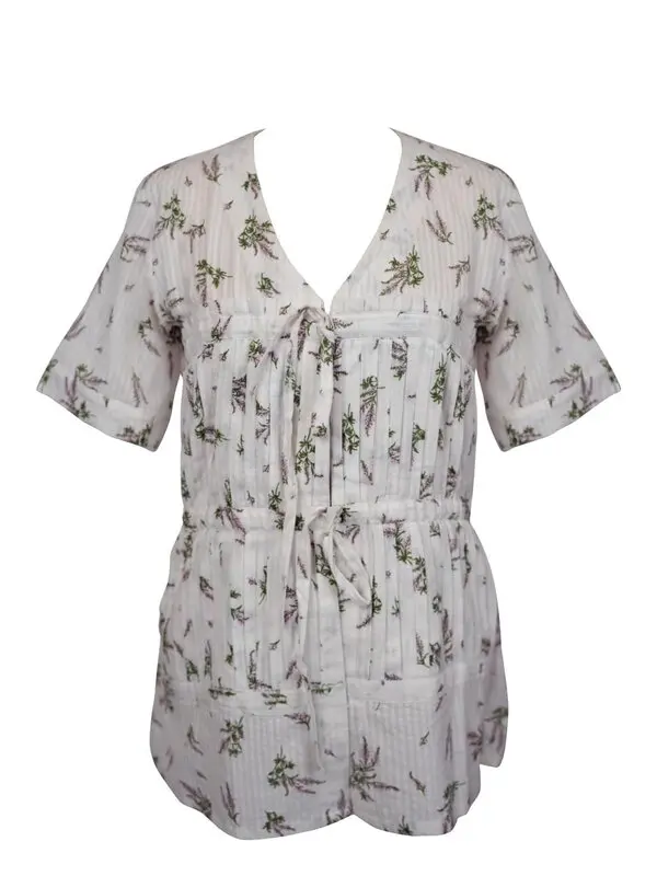 MUDA CLOTHING FZ LLC Aster Floral Print Tie-front Shirt - White