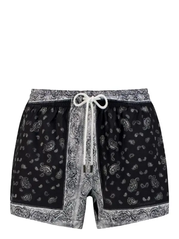 EMANMOON Bandana Print Swim Shorts - Black/white