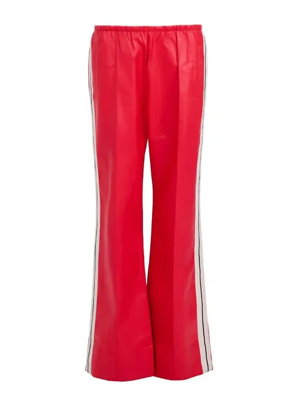 MOV Perfect Suit Pants — Straight-leg Vegan Leather With Side Stripes In Bold - Red