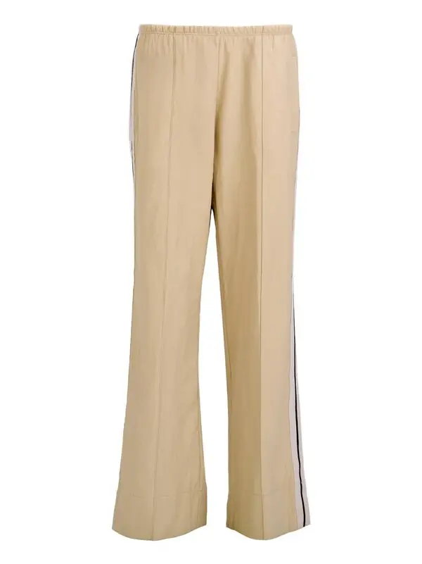 MOV Name' Neutrals / Perfect Suit Pants Straight-leg Vegan Leather With Side Stripes In Ivory - Yellow