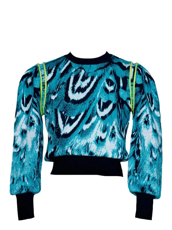 ESSIEN & EMRE Levia Merino Wool Knitted Pattern Jumper - Green