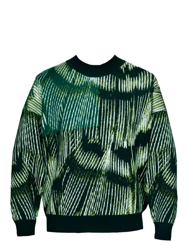 ESSIEN & EMRE Alatus Merino Wool Knitted Pattern Jumper - Green