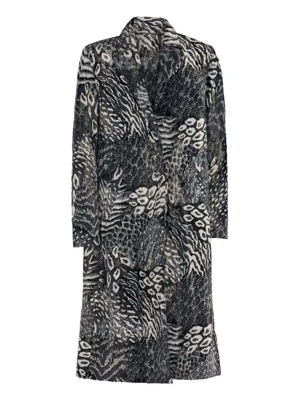 MOV Animal Print Faux Fur Coat - Black/white