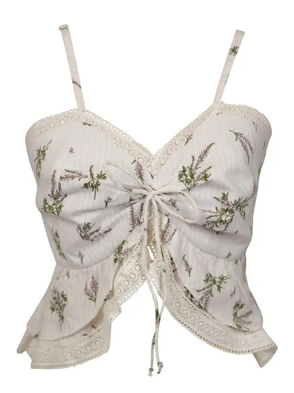 MUDA CLOTHING FZ LLC Flora Floral Bralette And Tiered Maxi Skirt Set - White