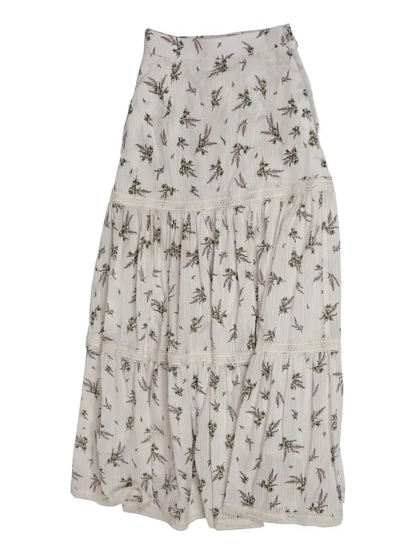 MUDA CLOTHING FZ LLC Floral Tiered Maxi Skirt - White