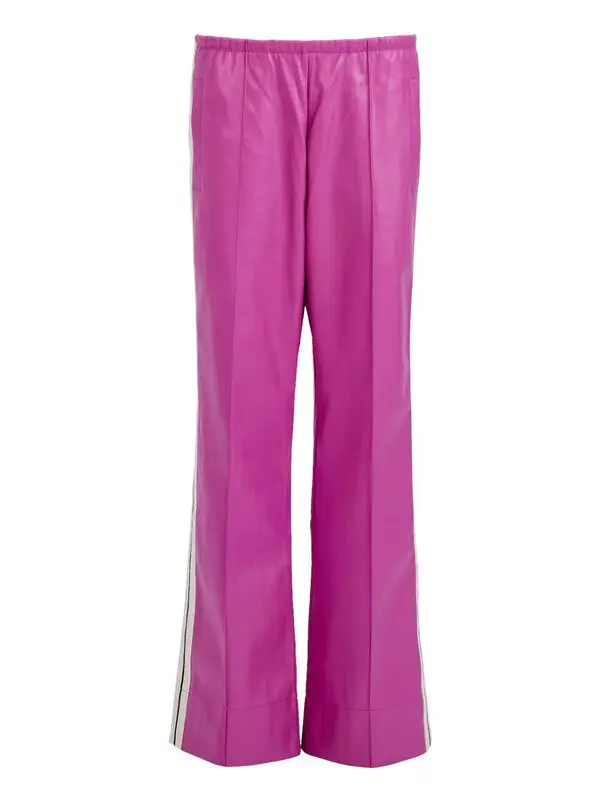 MOV Perfect Suit Pants — Straight-leg Vegan Leather With Side Stripes In Fushia - Pink