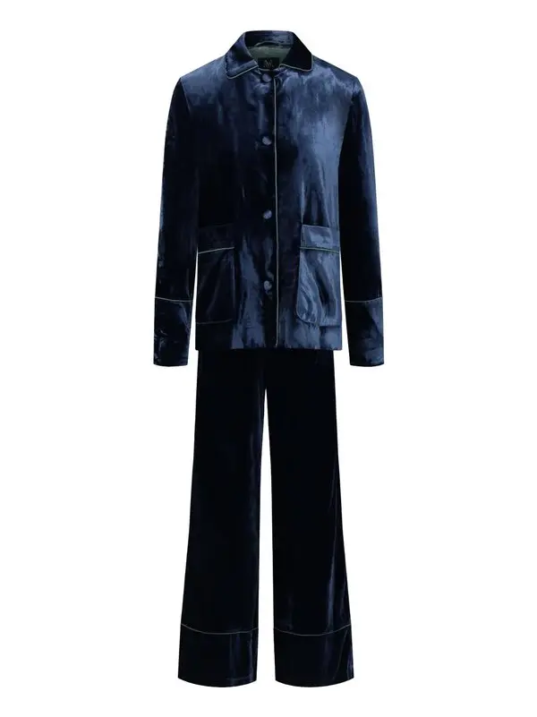 MOV Velvet Suit Set - Blue/brown