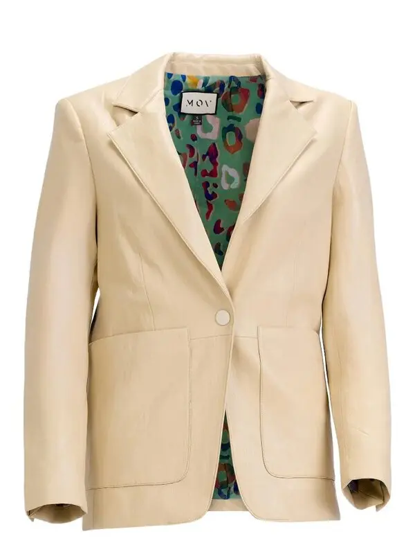 MOV Tailored Vegan Leather Blazer - Yellow