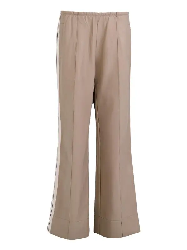 MOV Neutrals Perfect Suit Pants — Straight-leg Vegan Leather With Side Stripes In Mocha - Brown