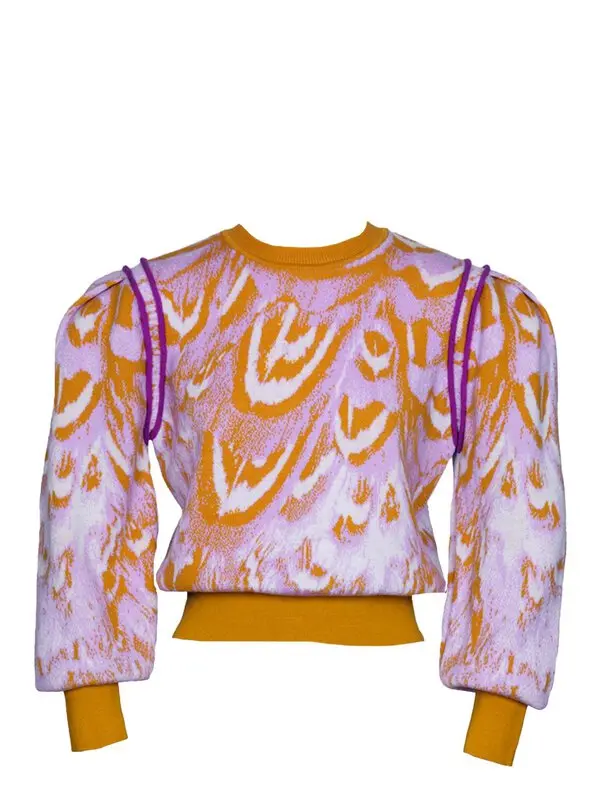 ESSIEN & EMRE Levia Merino Wool Knitted Pattern Jumper - Pink
