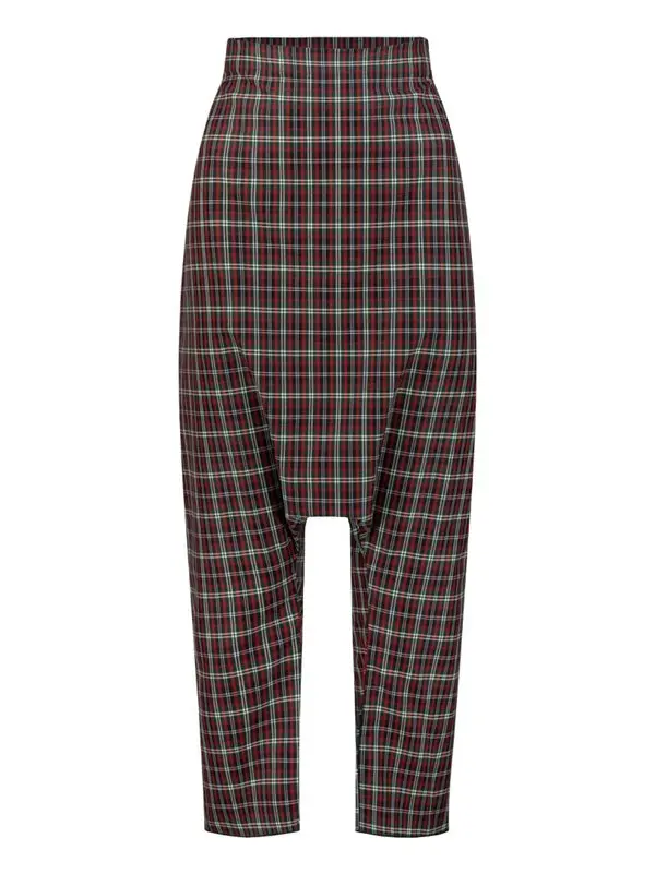 EMANMOON Plaid Harem Pants - Red