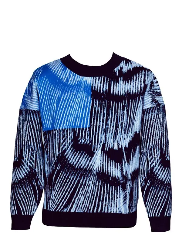 ESSIEN & EMRE Alatus Merino Wool Knitted Pattern Jumper - Blue