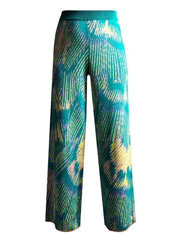 ESSIEN & EMRE Arden Merino Wool Knitted Pattern Trousers - Green