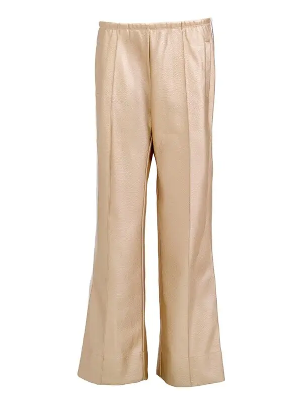 MOV Perfect Suit Pants Straight-leg Vegan Leather With Side Stripes - Gold