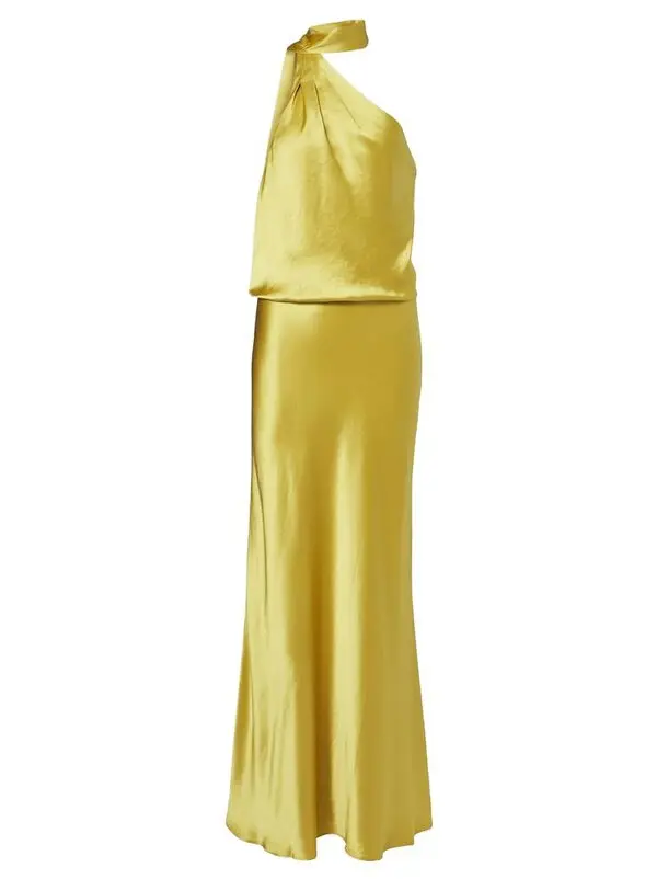 Staud Estelle One-shoulder Satin Maxi Dress - Yellow