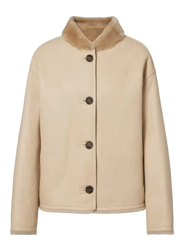 YVES SALOMON Reversible Shearling-trimmed Leather Jacket - Beige