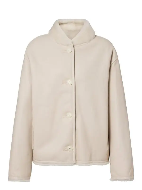YVES SALOMON Reversible Shearling-trimmed Leather Jacket - White