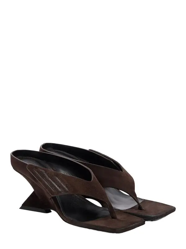 Attico Cheope Suede Thong Sandals Dark - Brown