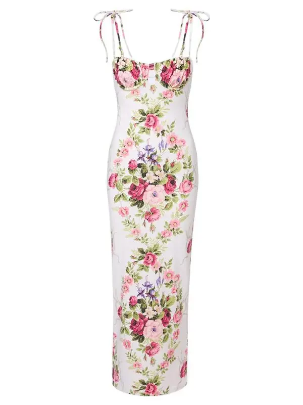 MONTCE Petal Floral Maxi Dress - White