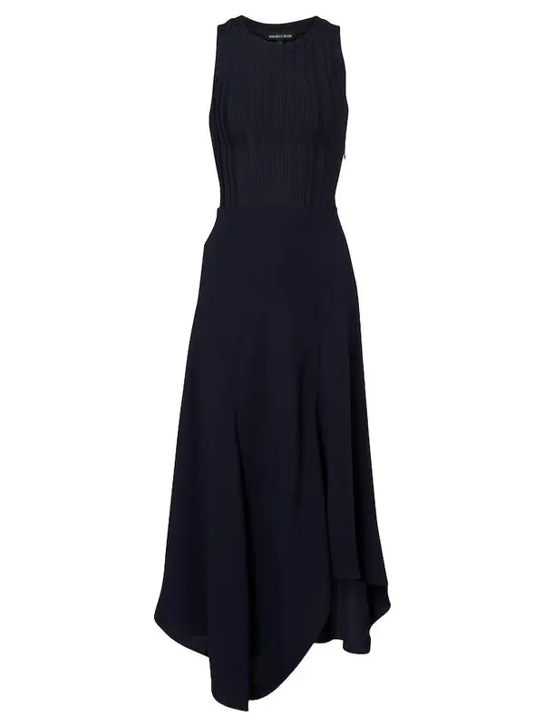 Veronica Beard Thalissa Draped Ribbed-knit Midi Dress - Blue