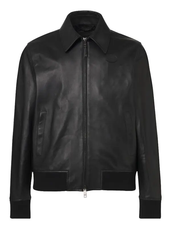 Burberry Bloomsbury Leather Bomber Jacket - Black