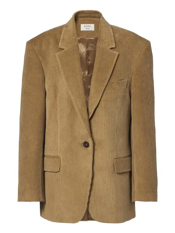 RÓHE Oversized Cotton Corduroy Jacket - Beige