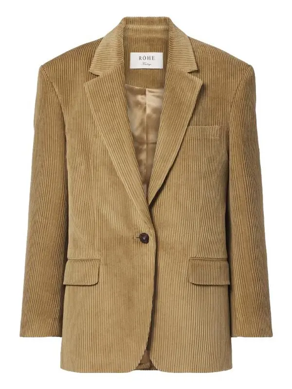 RÓHE Oversized Cotton Corduroy Jacket - Beige