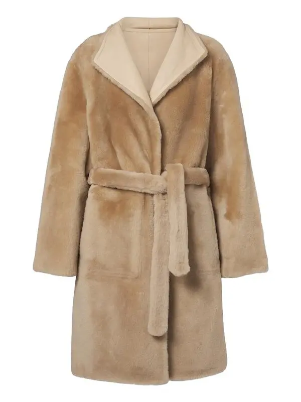 YVES SALOMON Reversible Shearling Coat - Beige