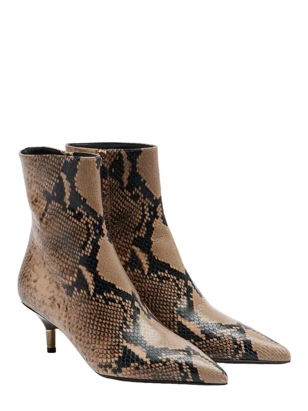 Khaite Bella Snake-effect Leather Ankle Boots - Beige