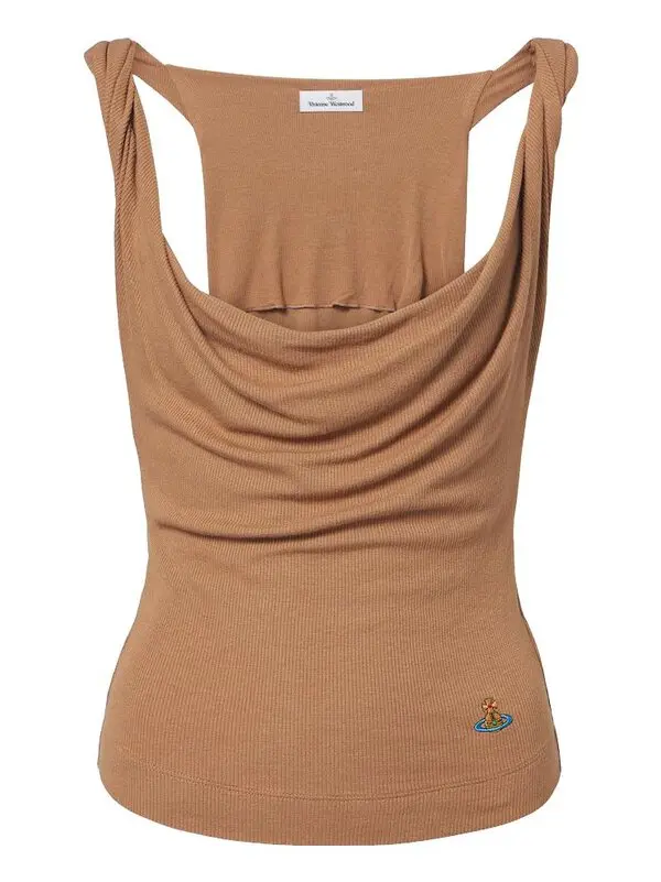 VIVIENNE WESTWOOD Draped Knitted Tank Top Cardboard - Brown