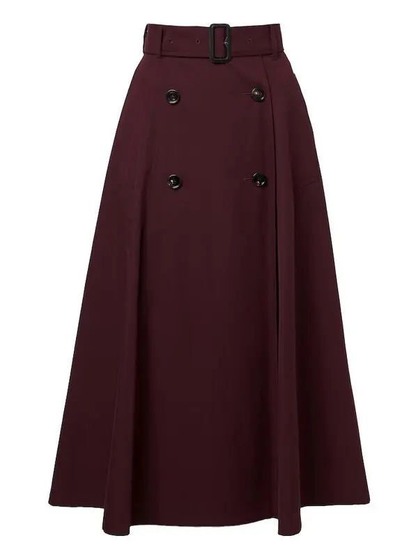Burberry Cotton Midi Skirt - Red