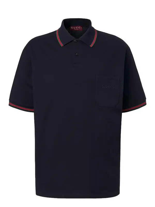 Gucci Web Stripe Cotton-blend Piqu� Polo Shirt - Blue