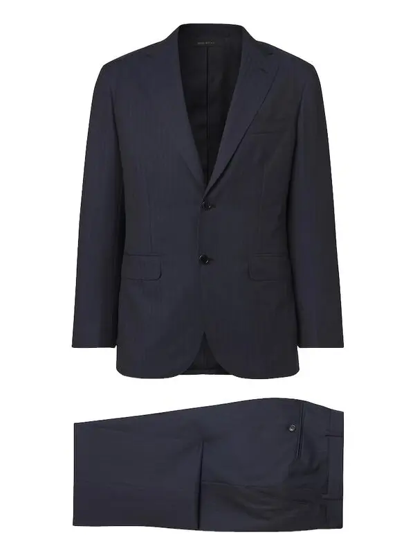 Brioni Striped Wool Suit - Blue
