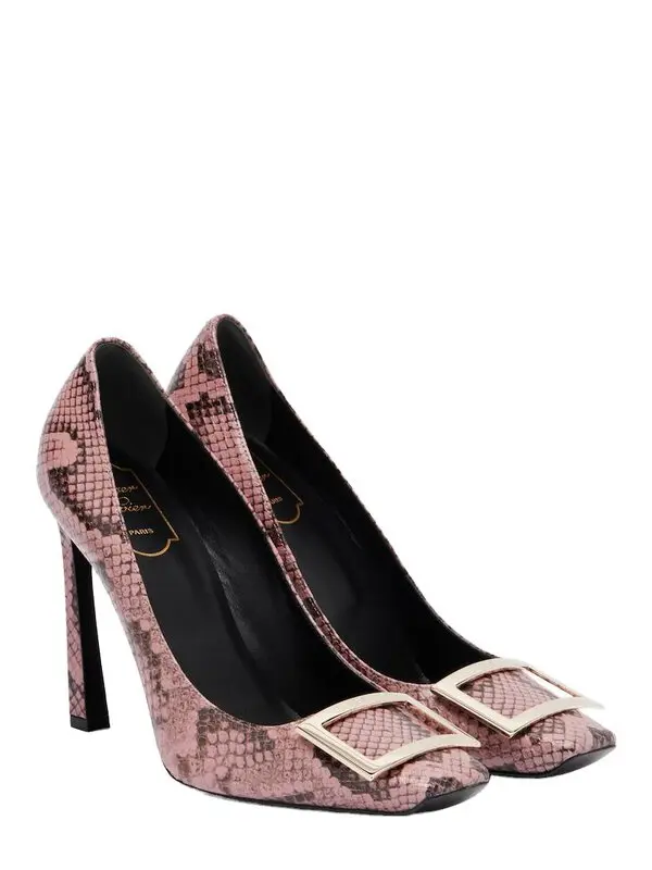 ROGER VIVIER Trompette Snake-print Leather Pumps - Pink