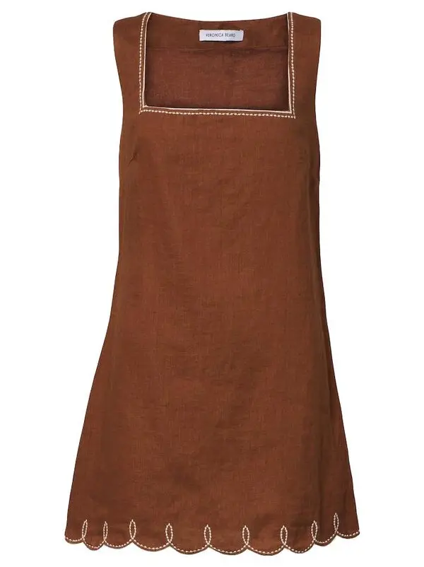 Veronica Beard Shanice Linen Minidress - Brown