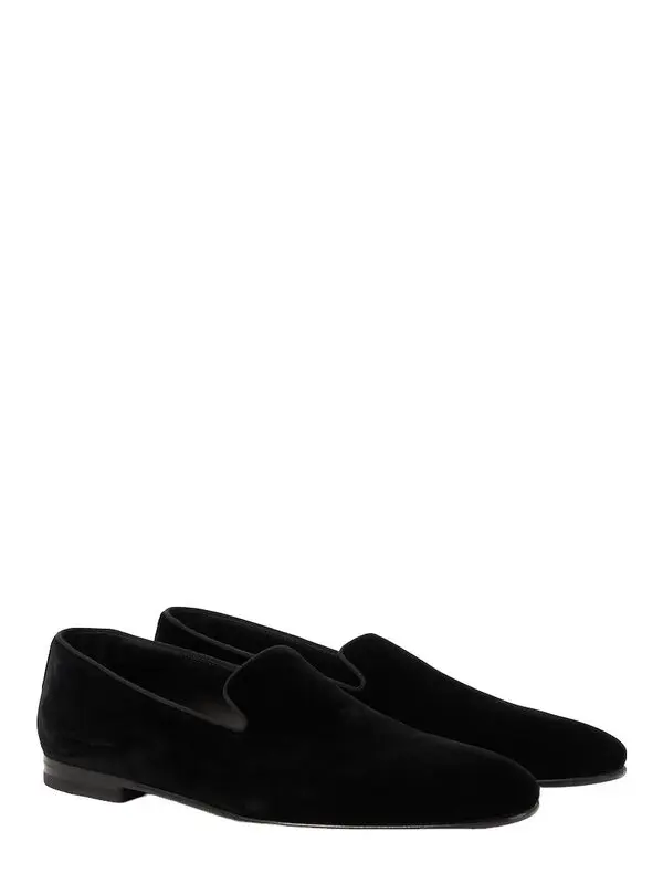 Manolo Blahnik Mario Velvet Loafers - Black