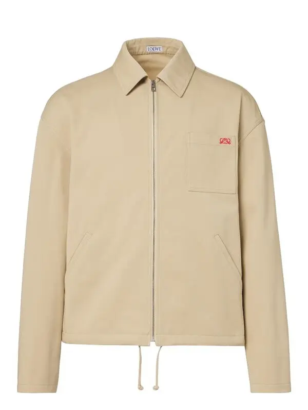 Loewe Cotton Twill Jacket With Drawstring Hem - Beige