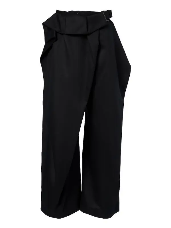 JW Anderson Belted Wool Wide-leg Trousers - Black